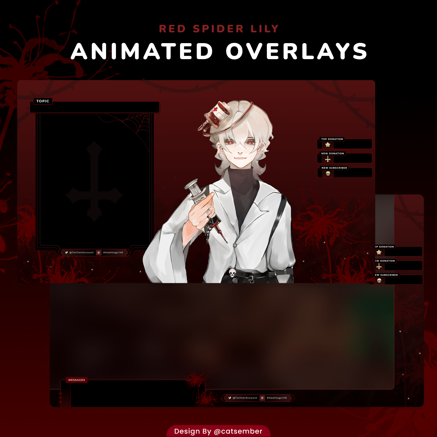 Animated Stream - Red Spider Lily | vtuber assets | twitch overlay ...