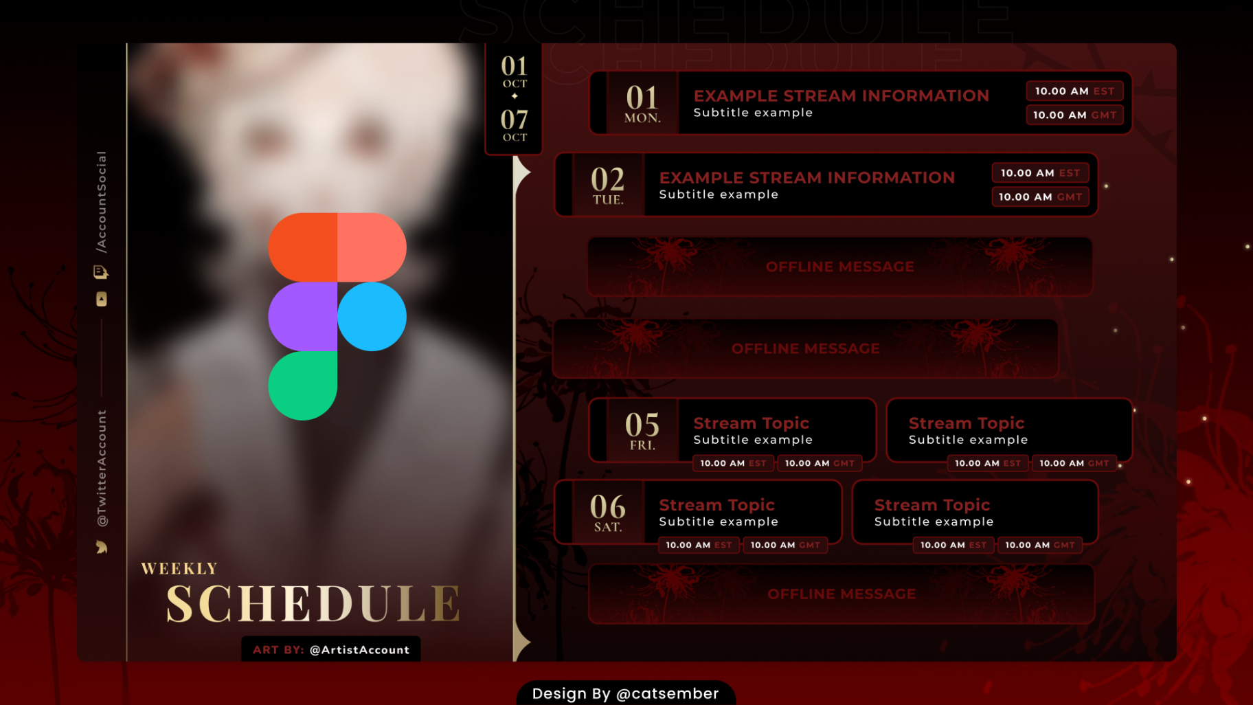 Stream Schedule Template - Deadflower Devil | vtuber schedule | vtuber assets | vtuber ...