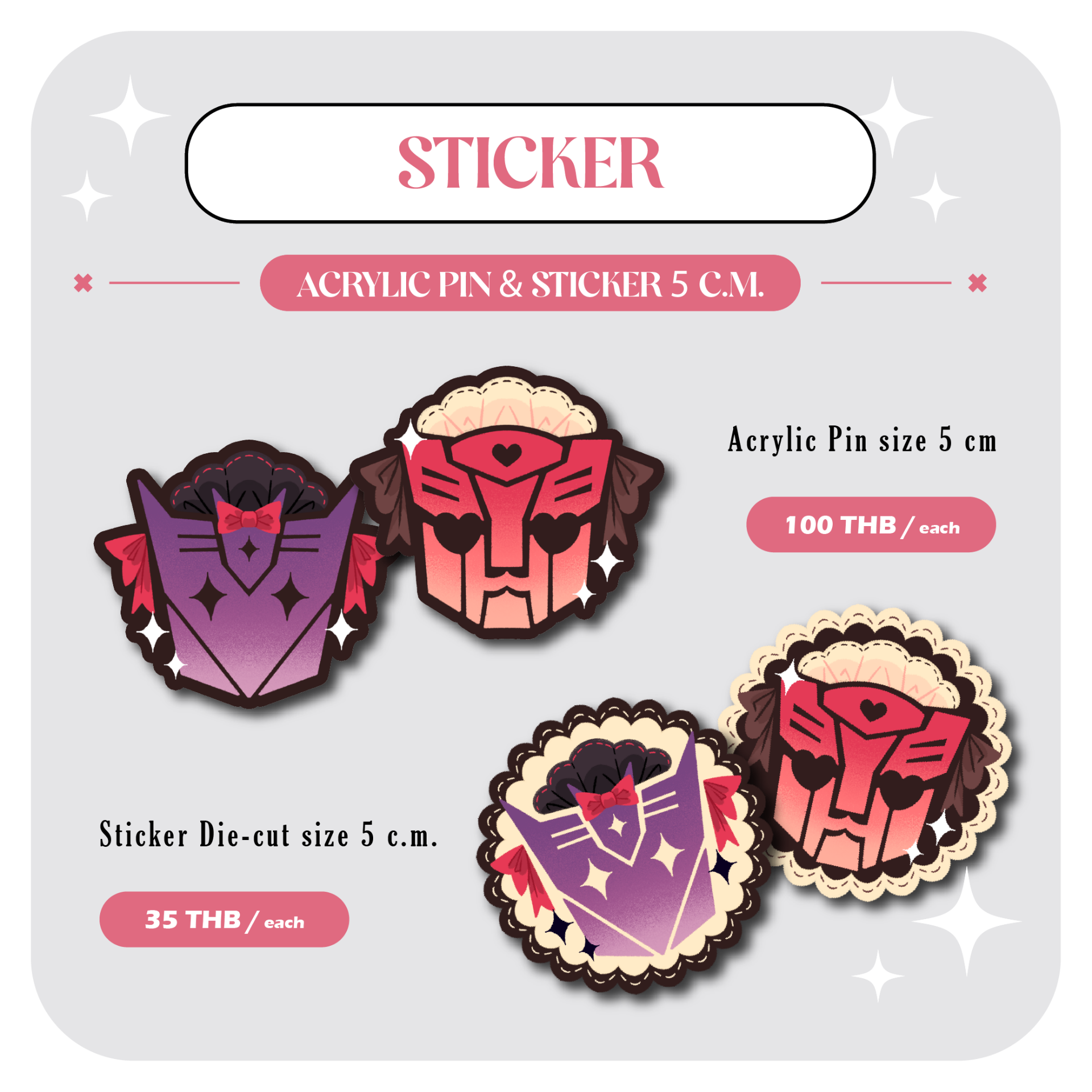 Acrylic Pin & Sticker Transformers Autobot & Decticon maid logo : DUO ...